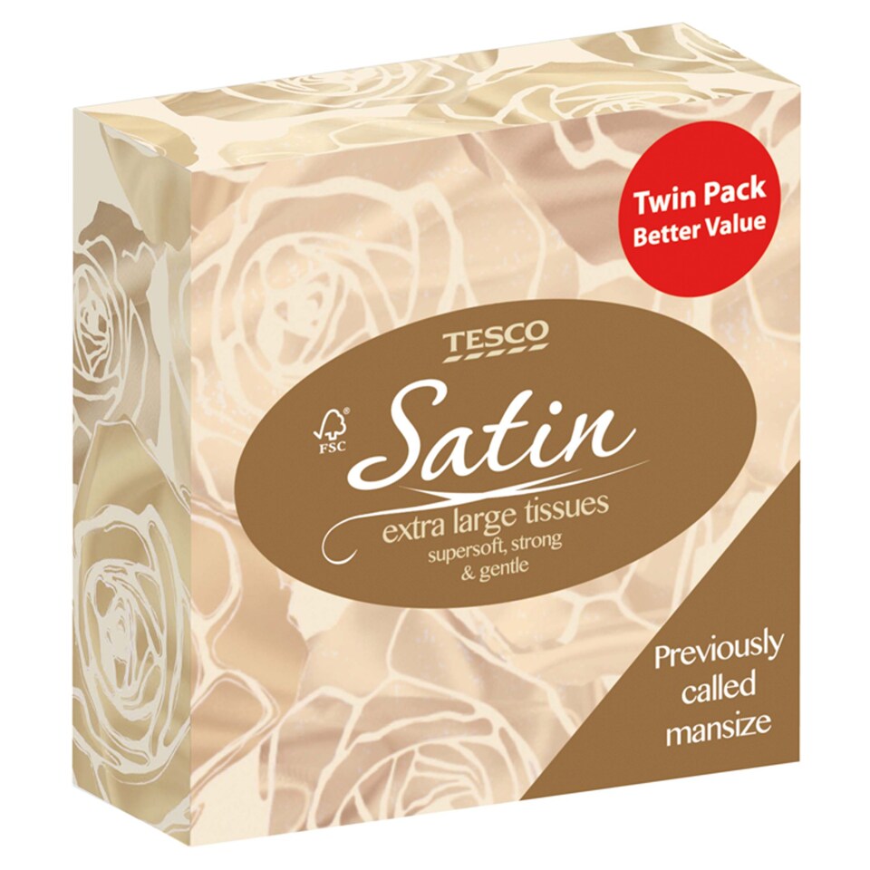 Tesco Satin Compact Ex Lge Tissues Twin Pk - Tesco Groceries