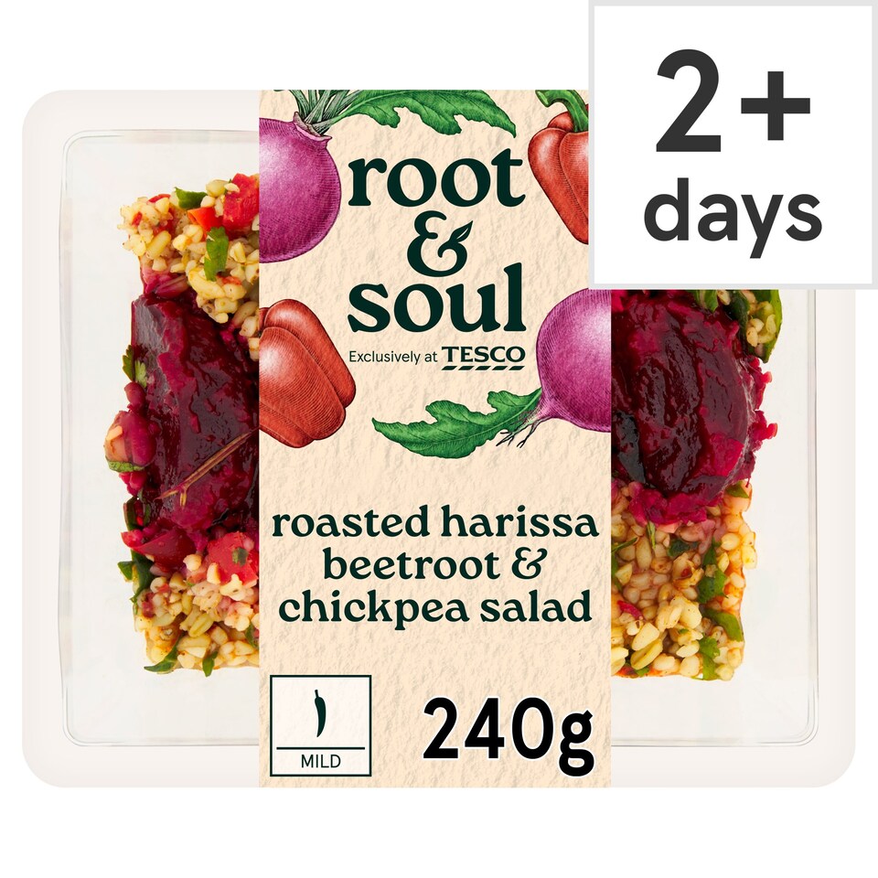 Root & Soul Roasted harissa beetroot & chickpea salad with a smoky red ...