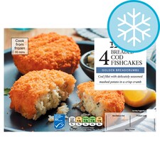 Tesco 4 Breaded Cod Fishcakes 340G - Tesco Groceries