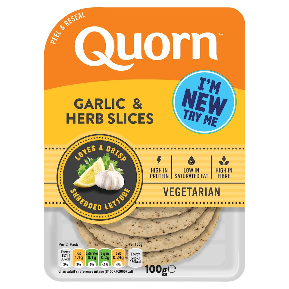 Quorn Deli Garlic & Herb Slices 100g - Tesco Groceries