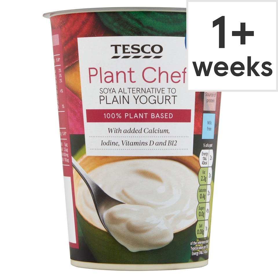 Tesco Plant Chef Soya Alternative To Plain Yogurt 500G - Tesco Groceries