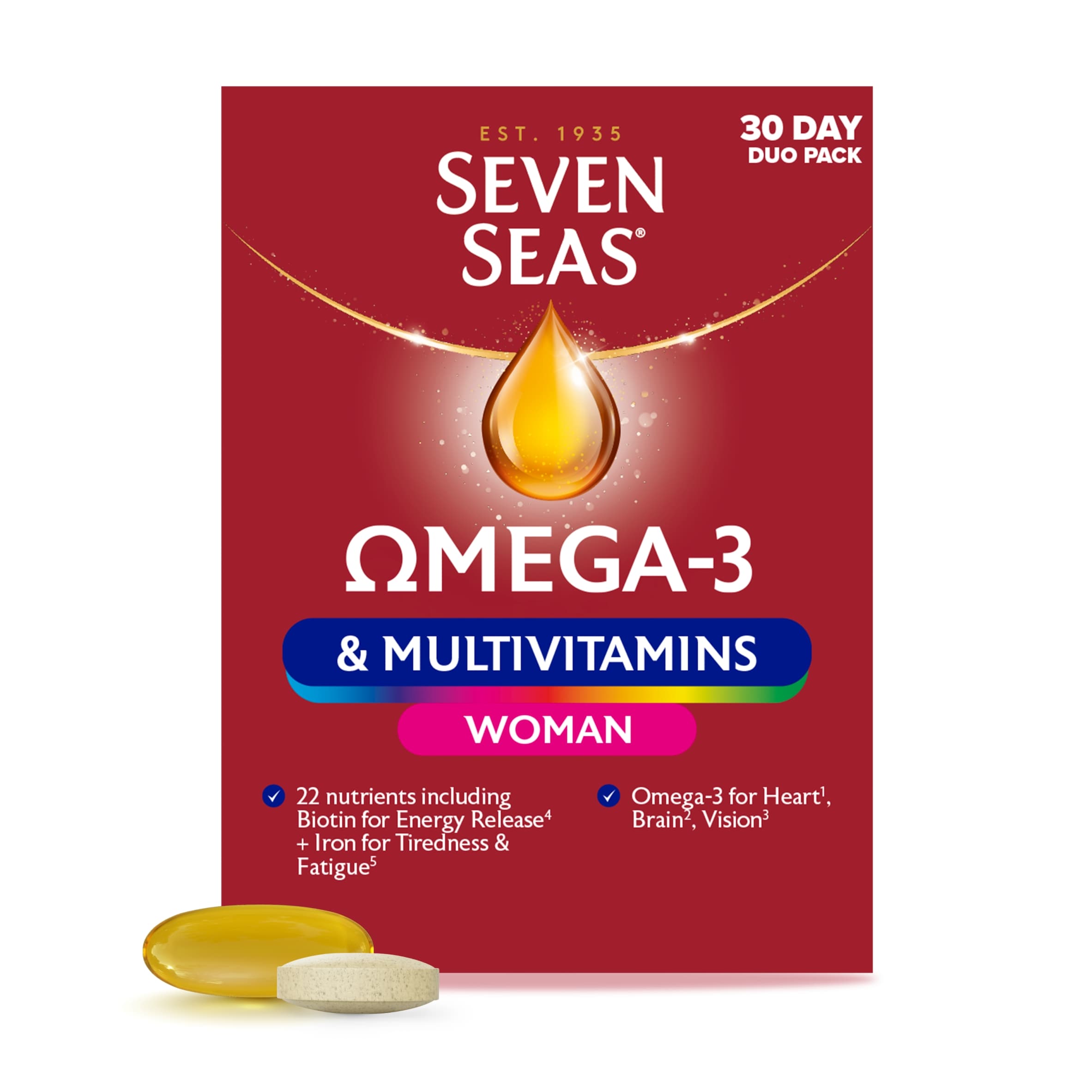 Seven Seas Omega-3 & Multivitamins Women Food Supplement Duo Pack 60s ...