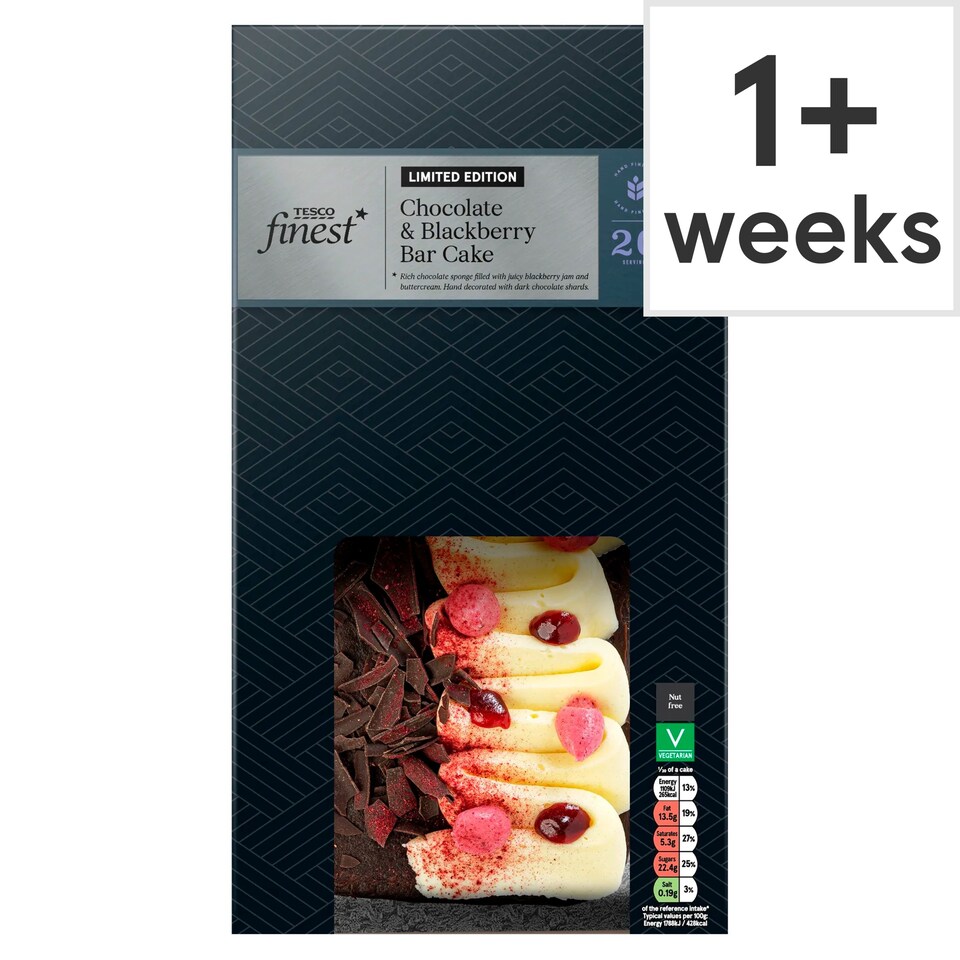 Tesco Finest Chocolate and Black Forest Fruits Bar Cake - Tesco Groceries