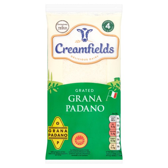 Creamfields Grated Grana Padano 100G - Tesco Groceries