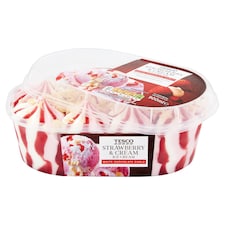 Tesco Strawberry & Cream Ice Cream Tub 900Ml - Tesco Groceries