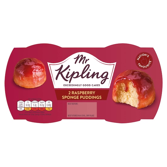 Mr Kipling Sponge Pudding Raspberry 2X95g - Tesco Groceries