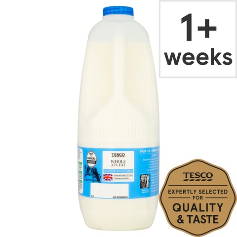 Tesco British Whole Milk 3.408L, 6 Pints - Tesco Groceries