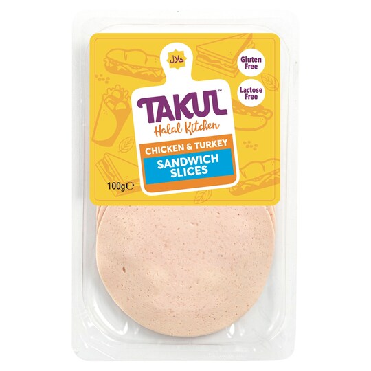 Takul Halal Chicken & Turkey Sandwich Slice 100G - Tesco Groceries