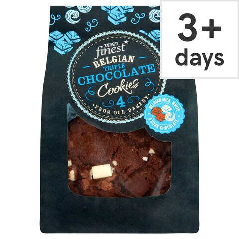 Tesco Finest Belgian Triple Chocolate Cookies 4 Pack - Tesco Groceries