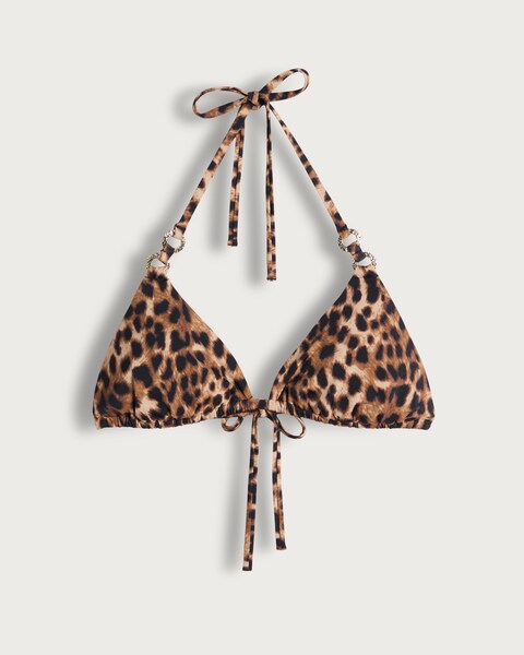 The F&F Edit Leopard Print Triangle Bikini Top in Multi Brown - Tesco ...