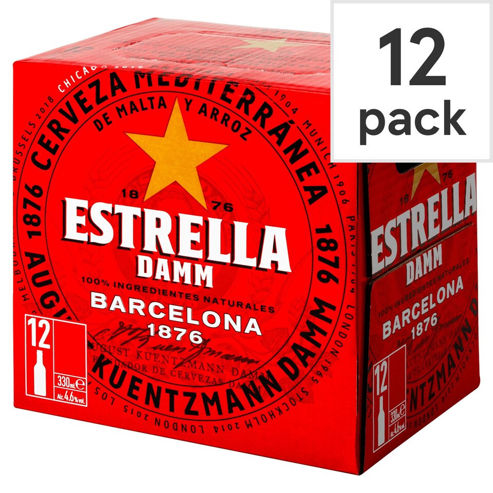 Estrella Damm Bottles 12X330ml - Tesco Groceries