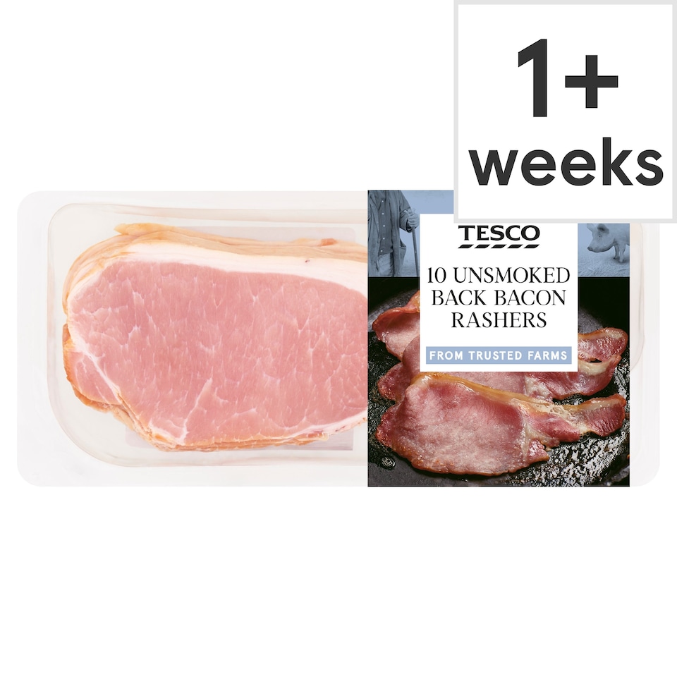 Tesco British 10 Unsmoked Back Bacon Rashers 300G - Tesco Groceries