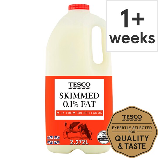 Tesco Skimmed Milk 2.272L/4 Pints - Tesco Groceries
