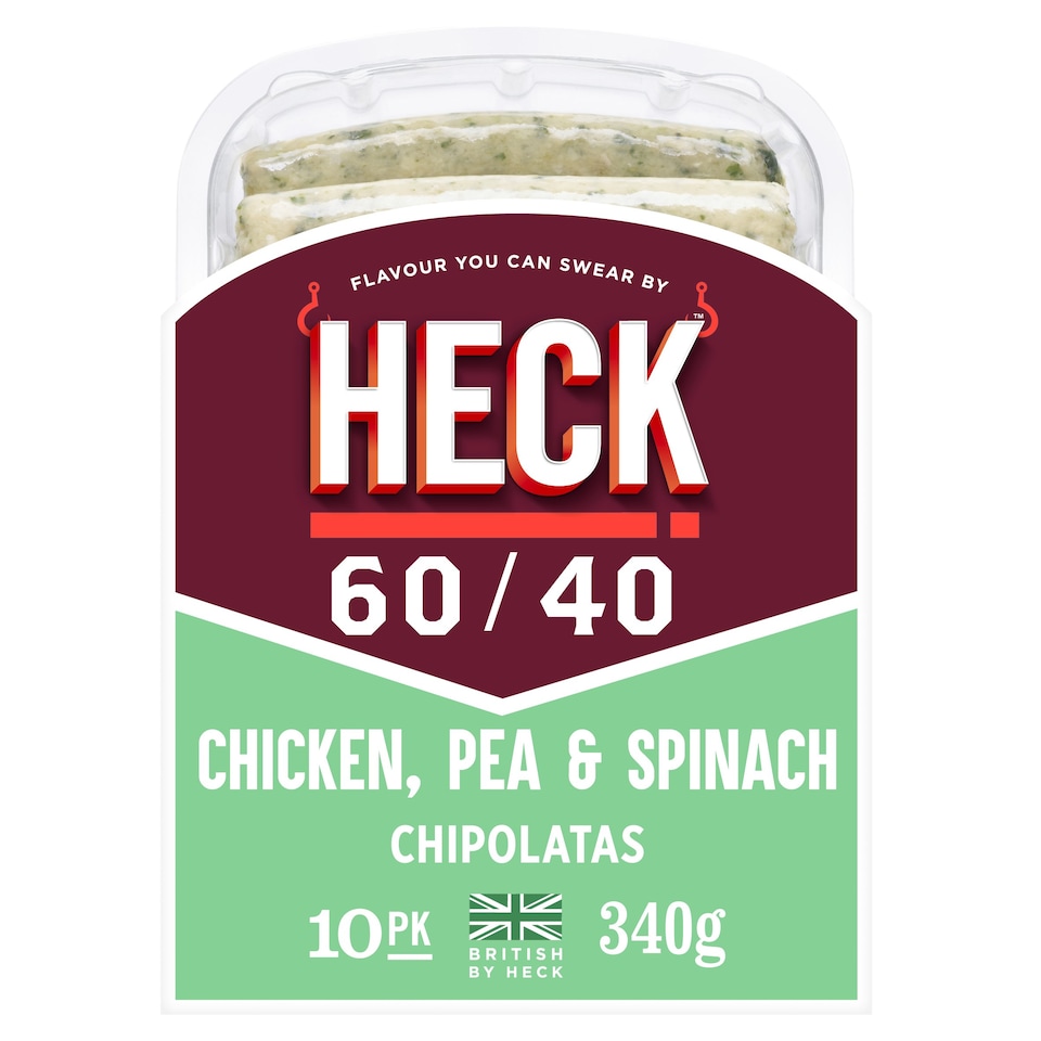 Heck Chicken, Pea & Spinach Chipolatas 10 Pack 340G - Tesco Groceries