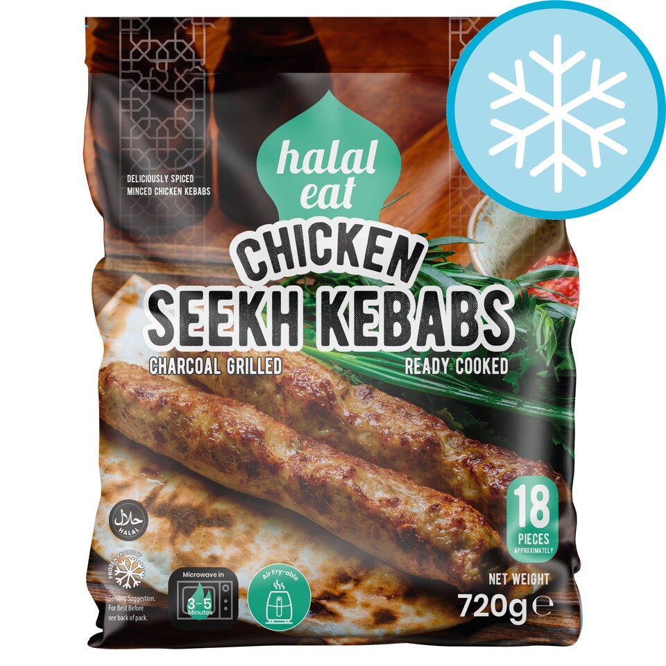 Halal Eat Chicken Seekh Kebab 18 Pieces 720g - Tesco Groceries