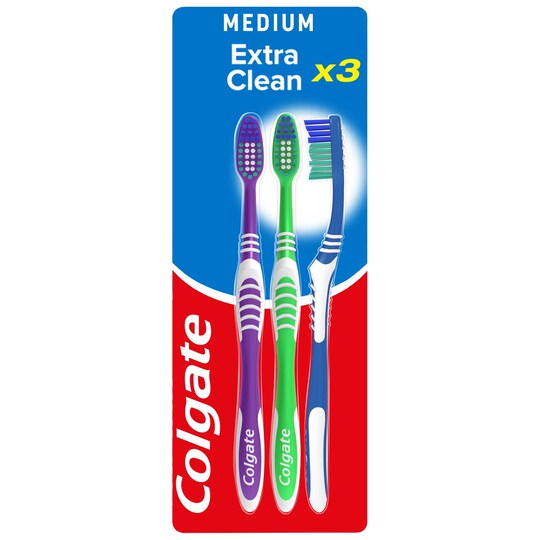 Colgate Extra Clean Medium Toothbrush X3 - Tesco Groceries