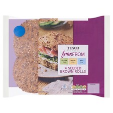Tesco Free From Seeded Brown Rolls 4 Pack - Tesco Groceries