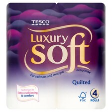 Tesco Luxury Soft Quilted Toilet Tissue 4 Rolls - Tesco Groceries