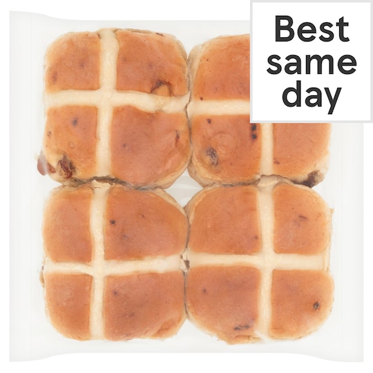 Hot Cross Buns 4 Pack - Tesco Groceries