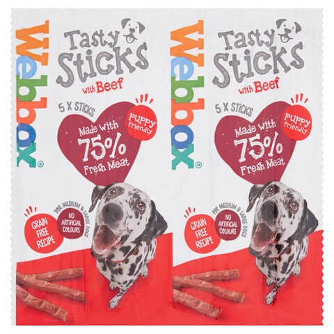 Webbox 5 Tasty Sticks with Beef for Dogs 55g - Tesco Groceries