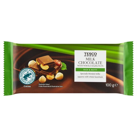 Tesco Milk Chocolate with Whole Hazelnuts 100 g - Tesco Groceries