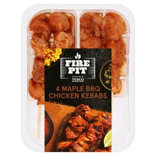 Tesco Fire Pit 4 Maple Bbq Chicken Kebabs 260G - Tesco Groceries