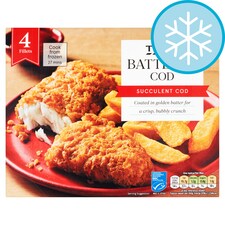 Tesco 4 Battered Cod Fillets 500G - Tesco Groceries
