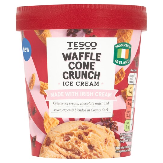 Tesco Waffle Cone Crunch Ice Cream 500Ml - Tesco Groceries