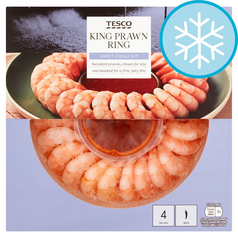 Tesco King Prawn Ring With Sweet Chilli Dip 280G - Tesco Groceries