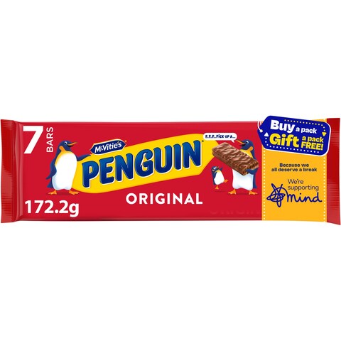 McVitie's Penguin Milk Chocolate Biscuit Bar Multipack 7 x 24.6g ...