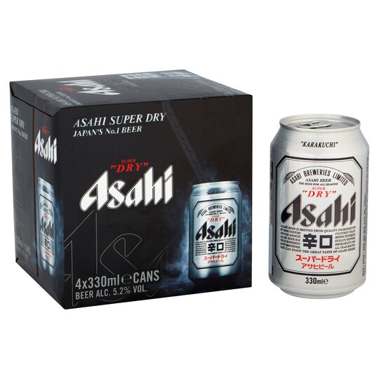 Asahi Super Dry Beer 4 X 330Ml Can Fridge Pack - Tesco Groceries