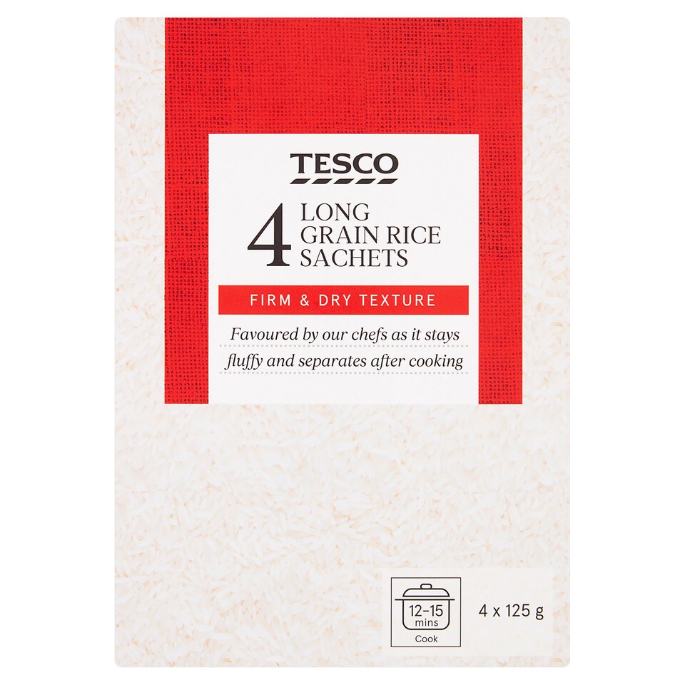 Tesco Long Grain Rice Sachets 4 x 125g - Tesco Groceries