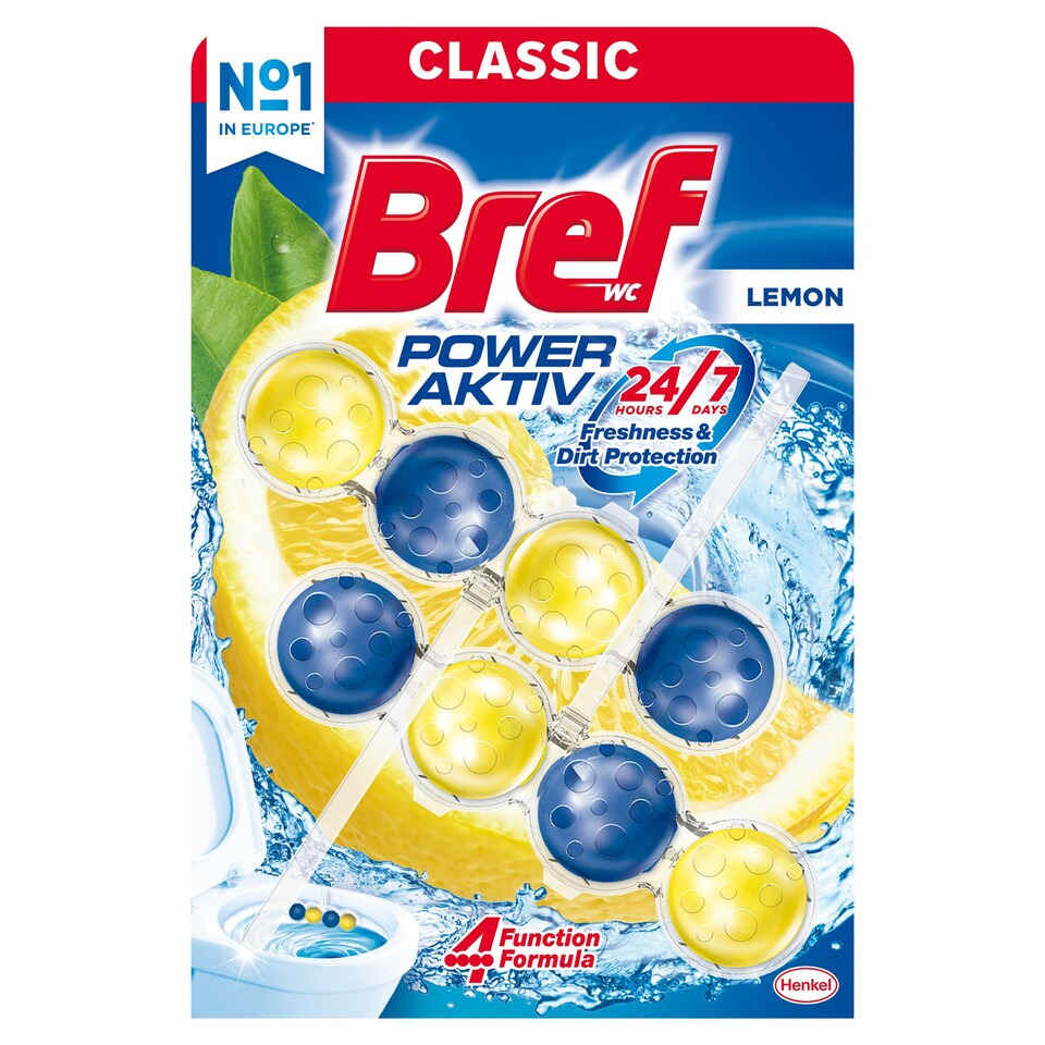Bref Power Aktiv Lemon Solid Toilet Block 2 x 50 g - Tesco Groceries