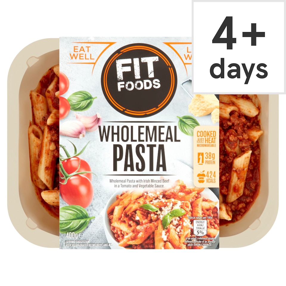 Fit Foods Wholemeal Pasta Minced Beef And Vegetable Sauce 400G - Tesco ...