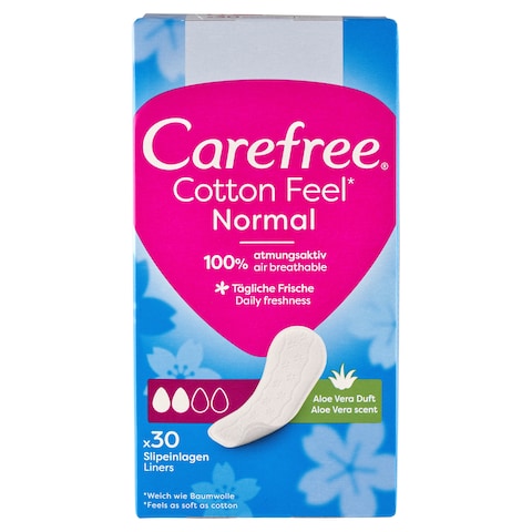 Carefree Cotton Feel Normal Pantyliners with Aloe Vera Scent 30 db ...