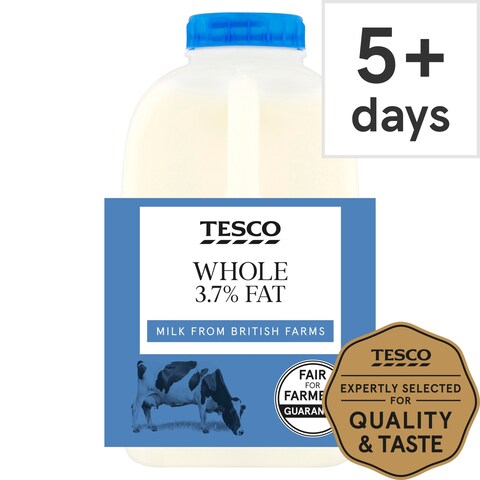 Tesco British Whole Milk 568Ml, 1 Pint - Tesco Groceries