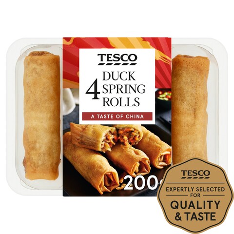 Tesco 4 Duck Spring Rolls 200G - Tesco Groceries