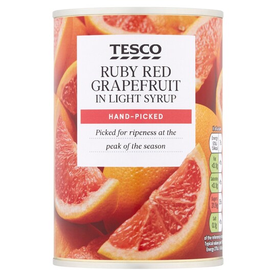 Tesco Ruby Red Grapefruit In Light Syrup 411G - Tesco Groceries