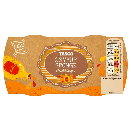 Tesco 2 Syrup Syrup Sponge Pudding 250G - Tesco Groceries