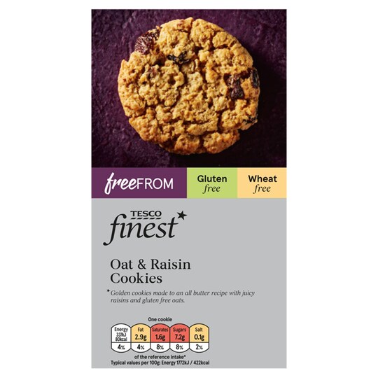 Tesco Finest Free From Oat & Raisin Cookies 150G - Tesco Groceries