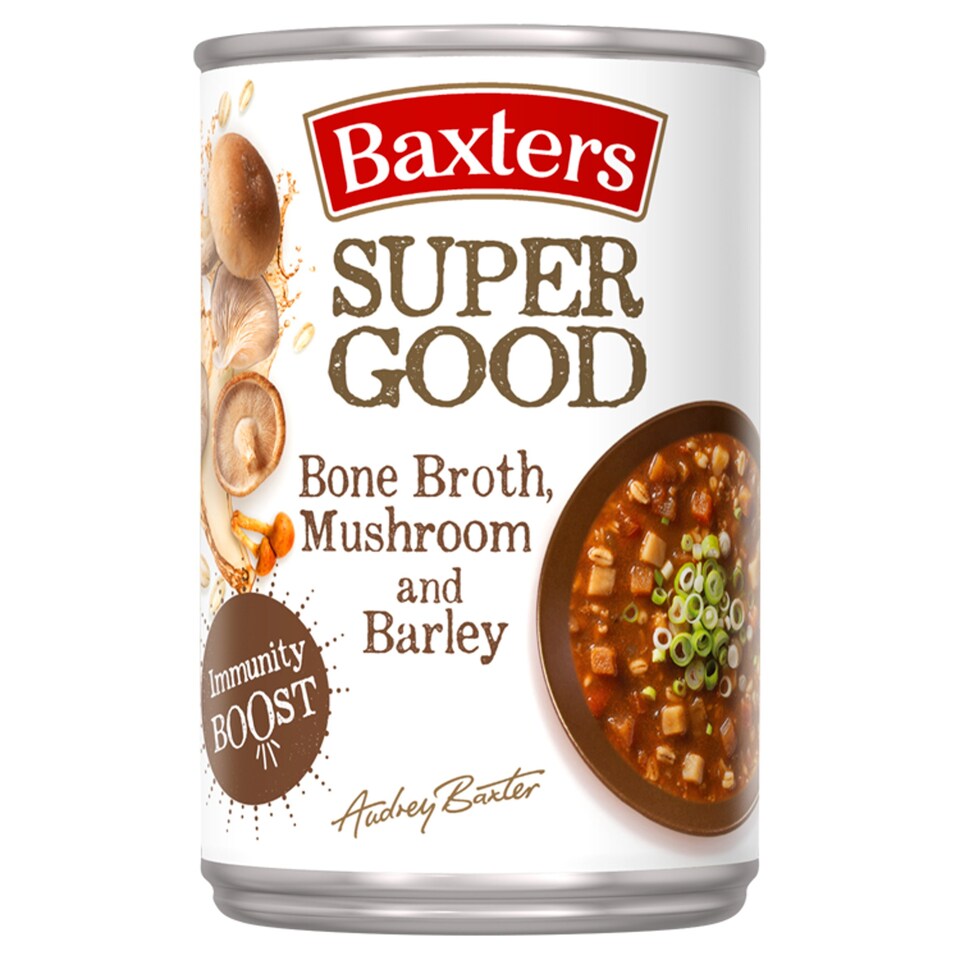 Baxters Bone Broth, Mushroom & Barley Soup 400G - Tesco Groceries