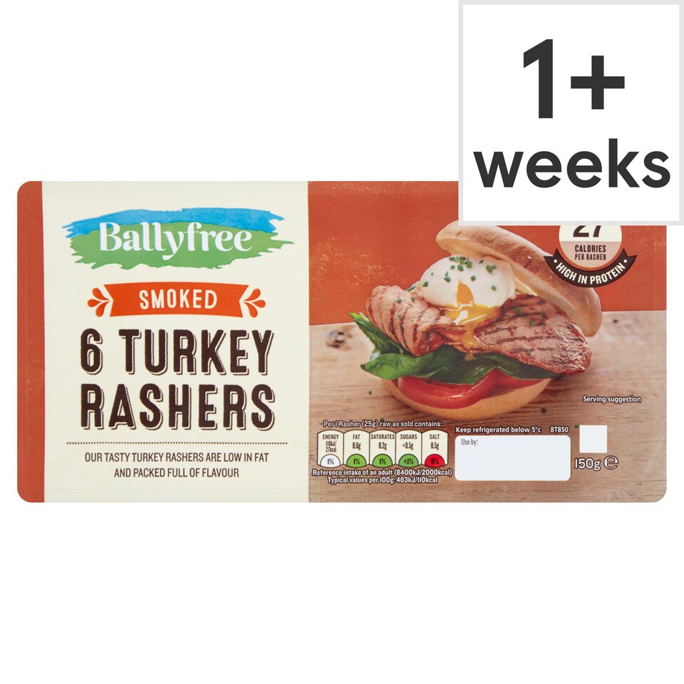 Ballyfree Smoked 6 Turkey Rashers 150G - Tesco Groceries