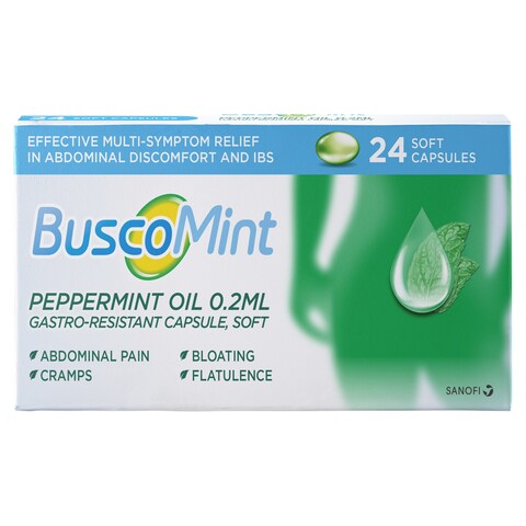 Buscomint Peppermint Oil Gastro-Resistant Soft Capsules 24s - Tesco ...