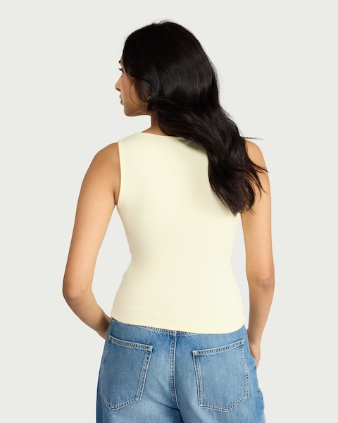F&F Polyamide Scoop Neck Vest in Yellow - Tesco Groceries