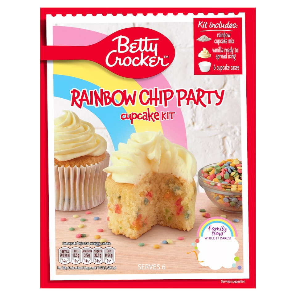 Betty Crocker Rainbow Cupcake Kit 320g - Tesco Groceries