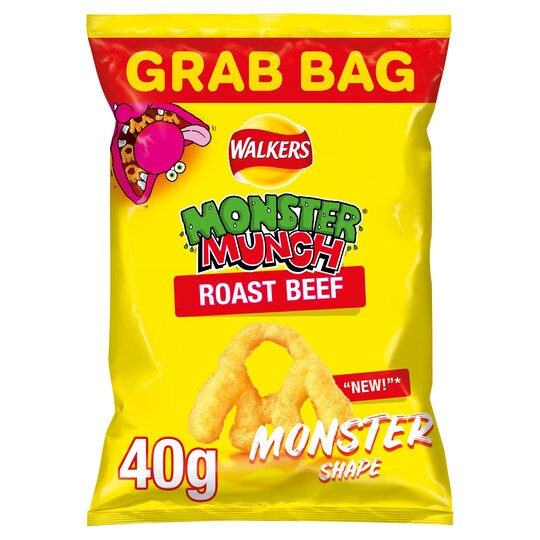 Walkers Monster Munch Mega Roast Beef Snack 40G - Tesco Groceries