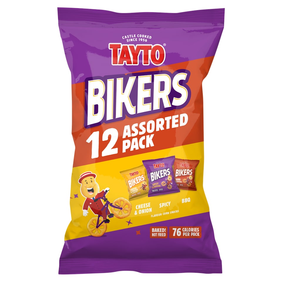 Tayto Bikers Corn Snacks Assorted 12pk 16g - Tesco Groceries