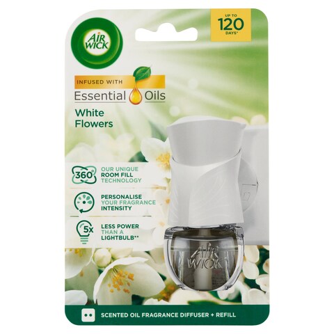 Air Wick White Flowers Scented Oils Fragrance Diffuser + Refill 19 ml ...