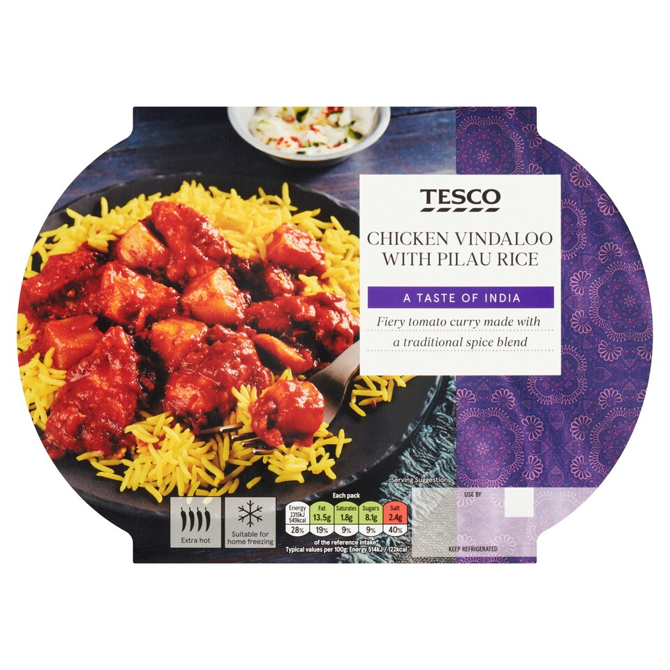 Tesco Indian Chicken Vindaloo & Rice 450G - Tesco Groceries
