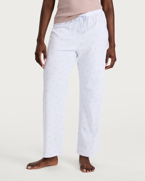 F&F Pure Cotton Gingham Cherry Print Pyjama Bottoms in Blue - Tesco ...